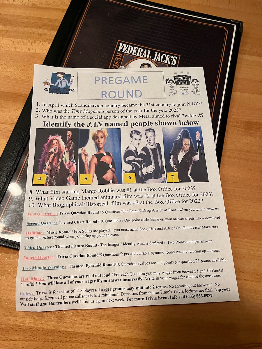 Trivia Night Near Portland Maine